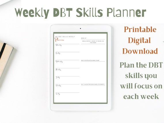 Weekly DBT Skills Planner Worksheet - Etsy