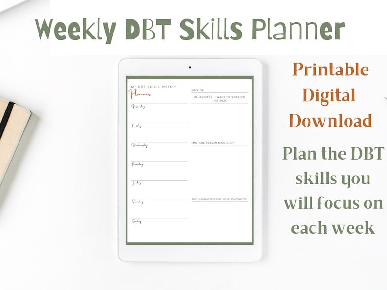 Weekly DBT Skills Planner Worksheet - Etsy