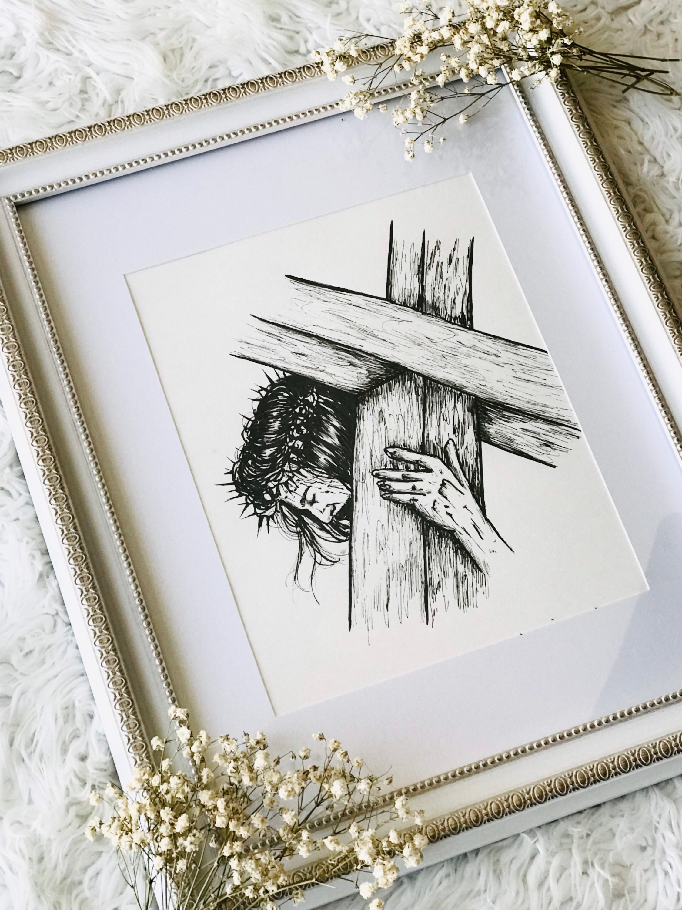 Embrace the Cross Print / Cross Art / Jesus Art / Religious Print ...