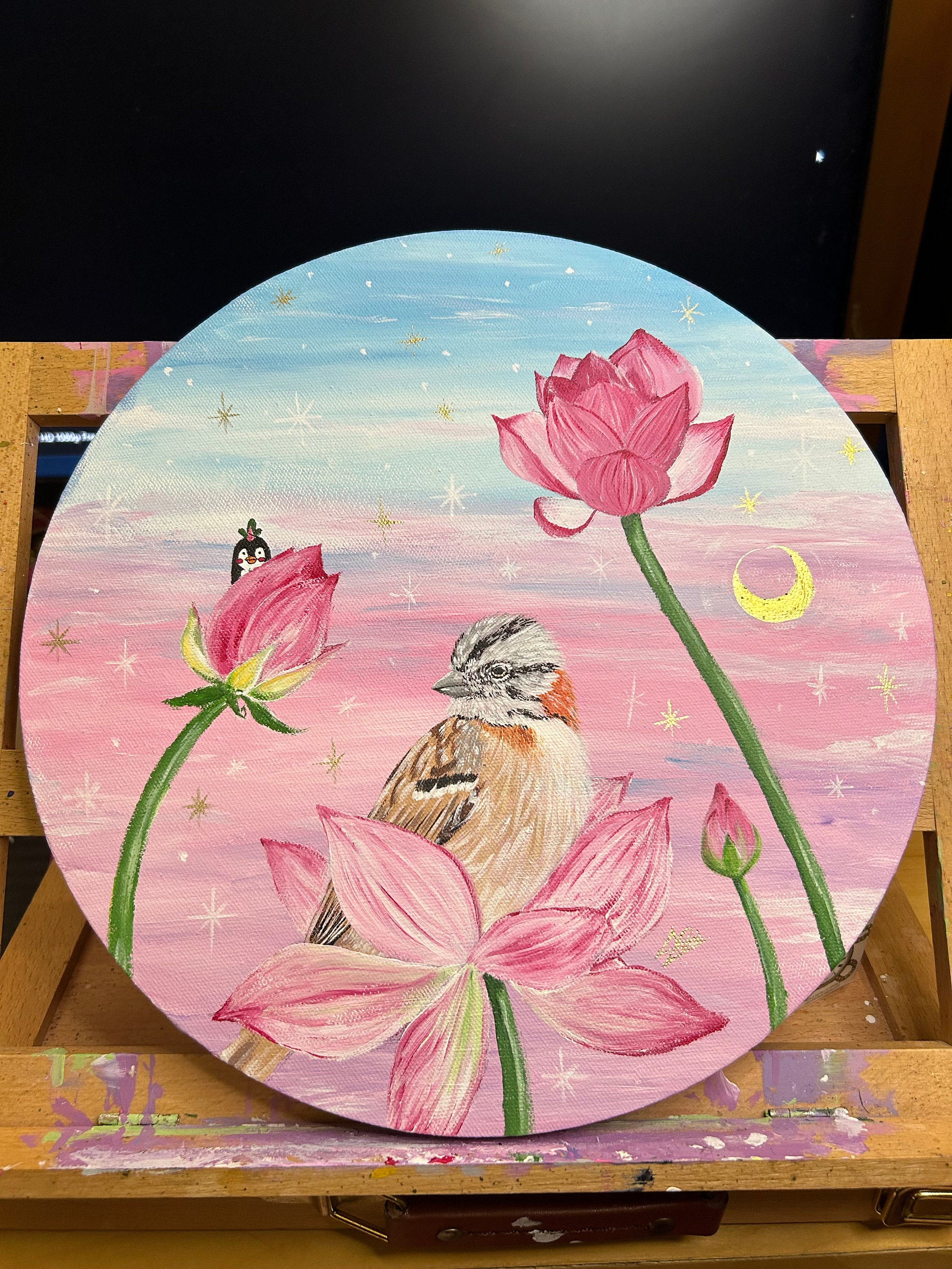 Rufous-collared Sparrow Art Golden Moon Little Penguin Bird - Etsy