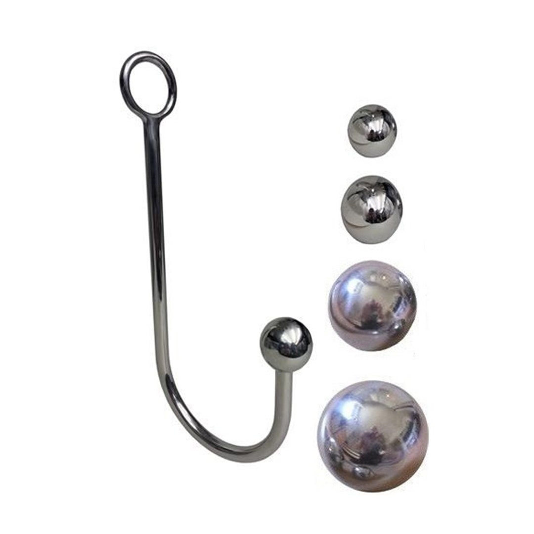 Metal Bondage Anal Hook Set With 5 Balls 30 Mm 40 Mm 50 Mm 60 Mm 70 Mm