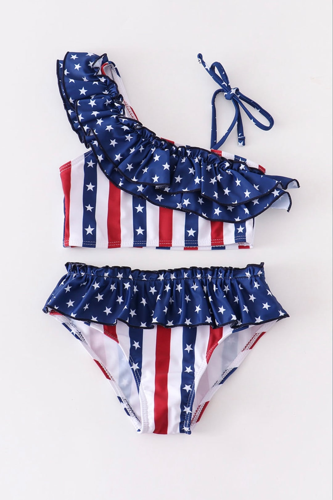 Girls Patriotic Stars and Stripes Two Piece Swimsuit. Girls Fourth of ...