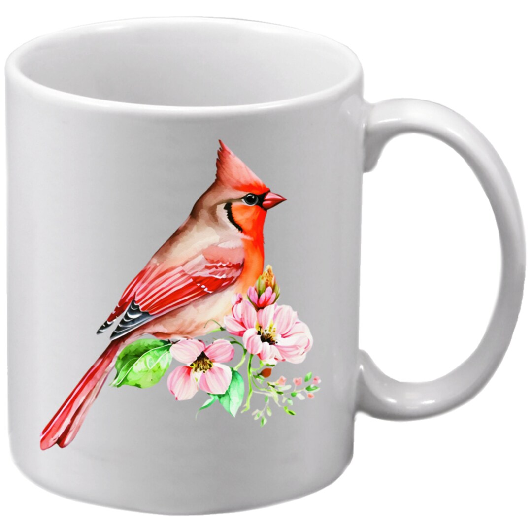 Watercolor Cardinal Coffee Mug: Red Bird Ceramic Cup - Etsy