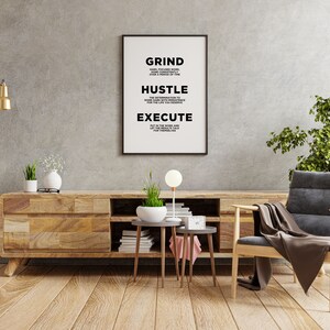 Grind Hustle Execute Definition Print, Office Decoration, Inspirational ...