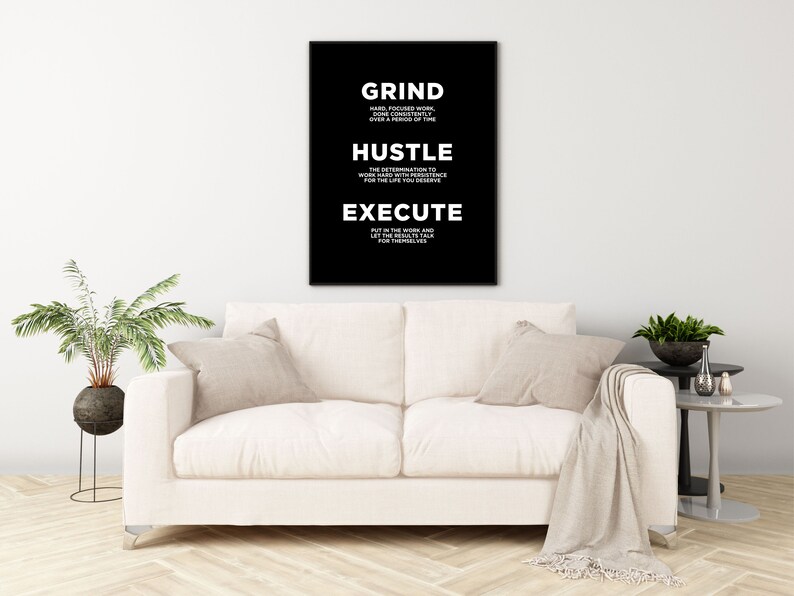 Grind Hustle Execute Definition Print, Office Decoration Wall ... Grind Hustle Execute Definition Print, Office Decoration Wall ...