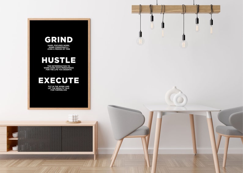 Grind Hustle Execute Definition Print, Office Decoration Wall ... Grind Hustle Execute Definition Print, Office Decoration Wall ...
