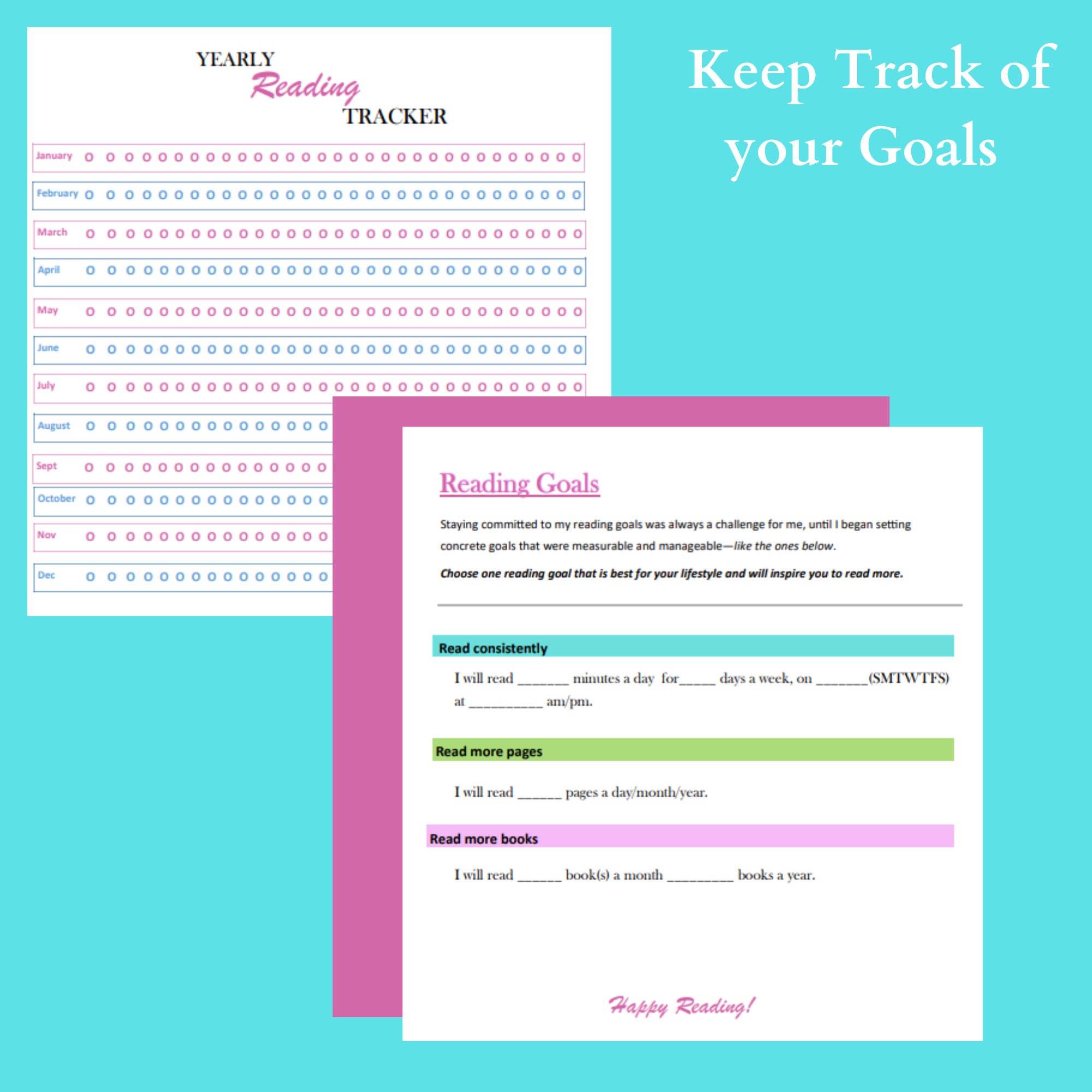 Printable Book Journal Planner Book Reading Tracker Reading Log Book ...