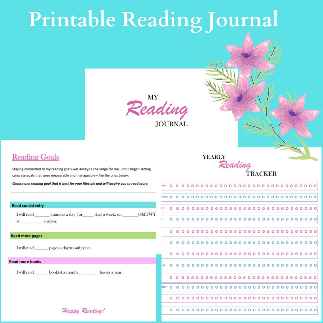Printable Book Journal Planner Book Reading Tracker Reading Log Book ...