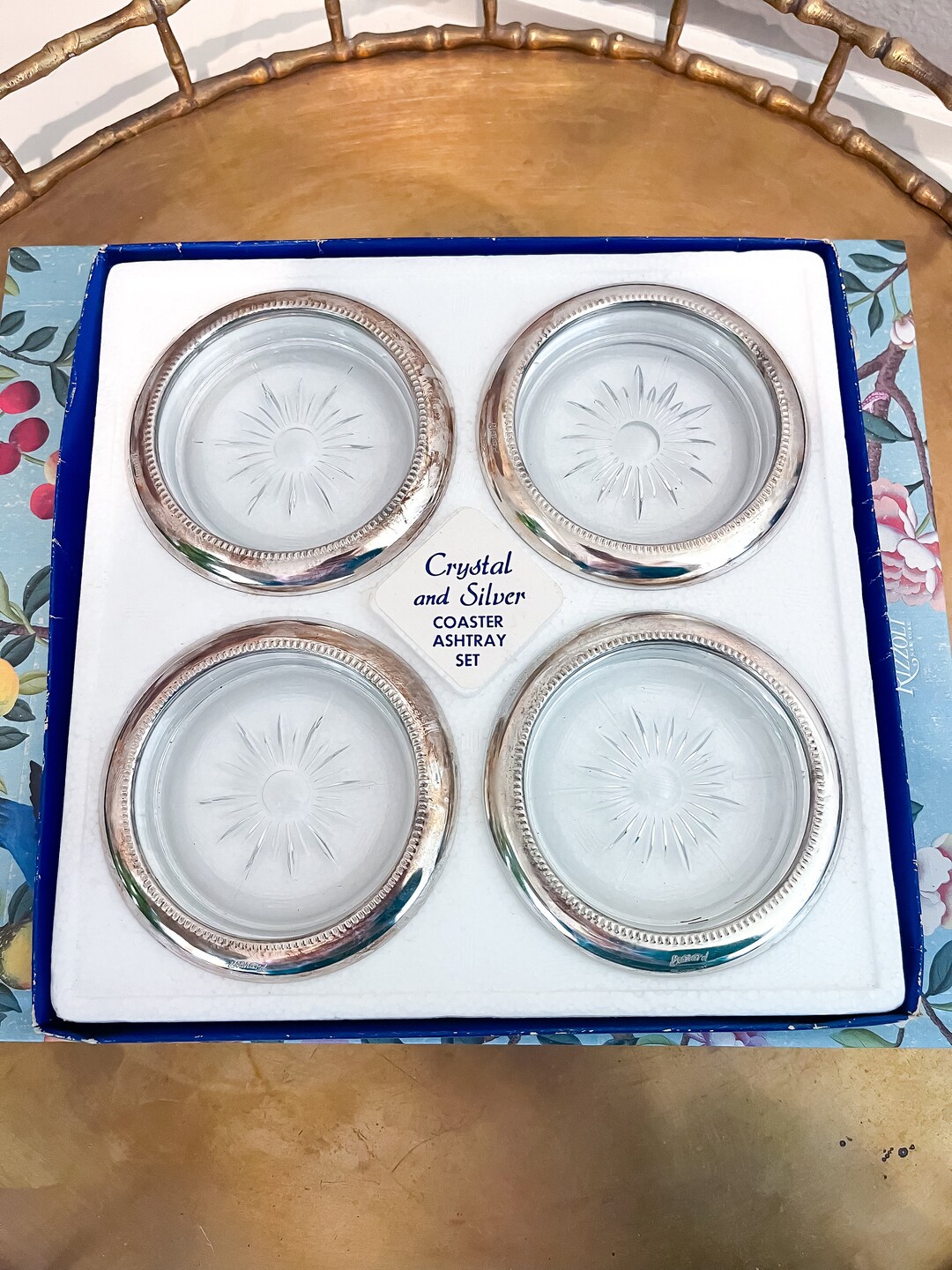 Silver Plated and Crystal Coasters Set of 4 in Original Box - Etsy