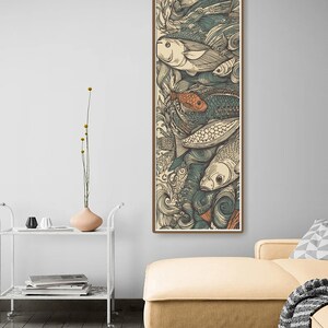 Fish Art Print, Long Narrow Decor, Shoal of Fhish, Nautical Poster ...