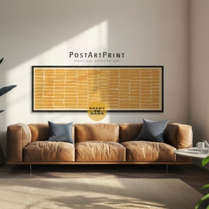 Horizontal Wall Art, Mid Century Modern Framed Poster, Retro Yellow Art ...