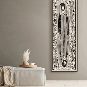 Aboriginal Panoramic Art, Long Horizontal Wall Art, Black and White ...