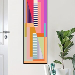 Colorful Geometric Horizontal Wall Art, Long Narrow Poster Wide Art ...