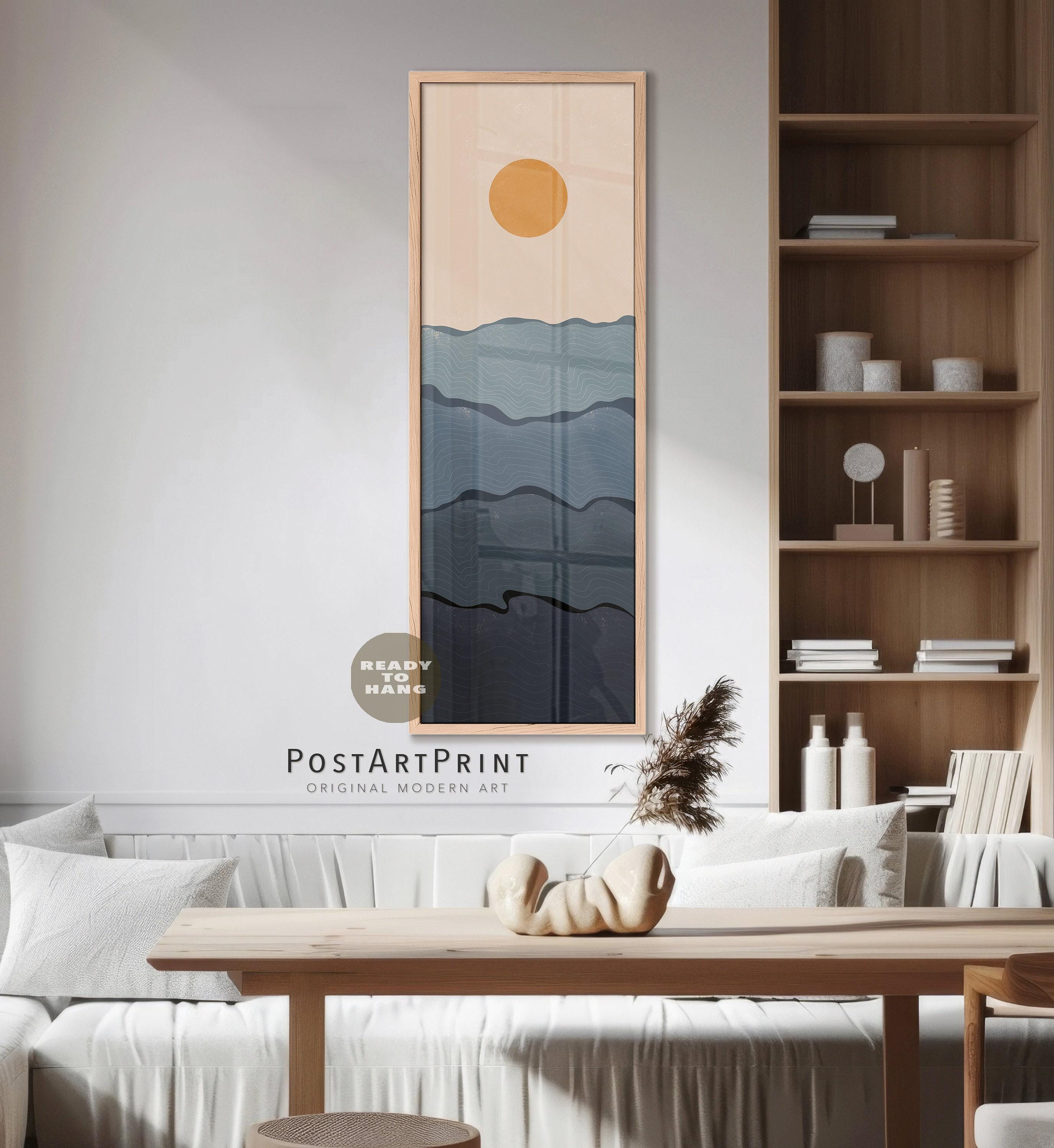 Long Horizontal Landscape Art: Boho Sea & Sun Wide Framed Canvas - Etsy