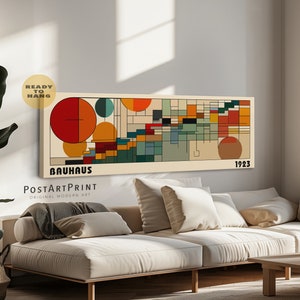 Horizontal Bauhaus Retro Wall Art: Mid Century Geometric Exhibition ...