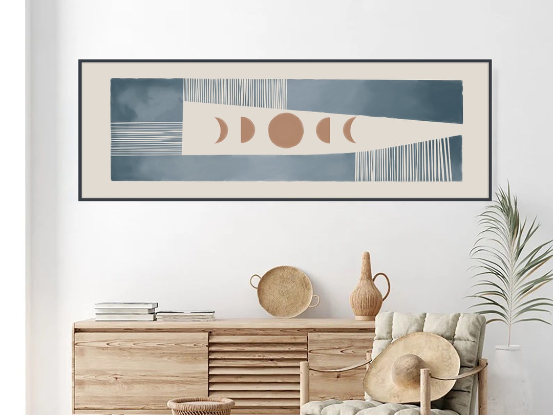 Long Horizontal Moon Phases, Watercolor Moon Art, Wide Art Print ...