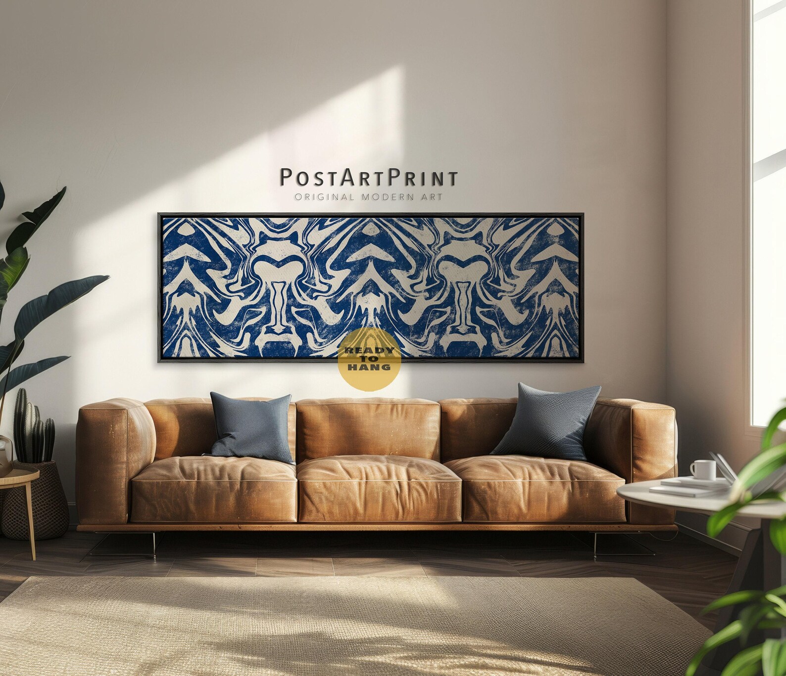Blue Abstract Horizontal Canvas Art: Long Panoramic Print - Etsy