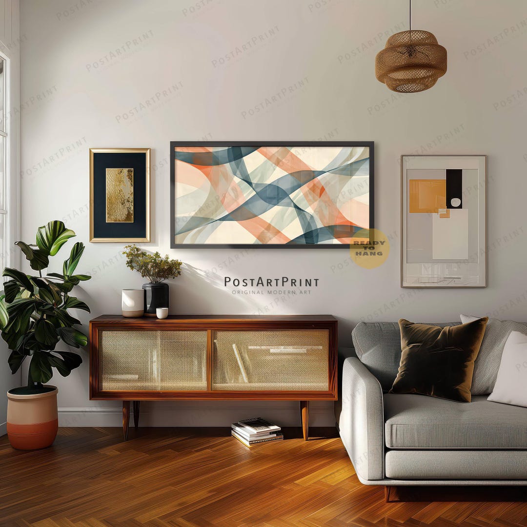 Mid Century Retro Color Wall Art: Horizontal Wide Framed Canvas - Etsy