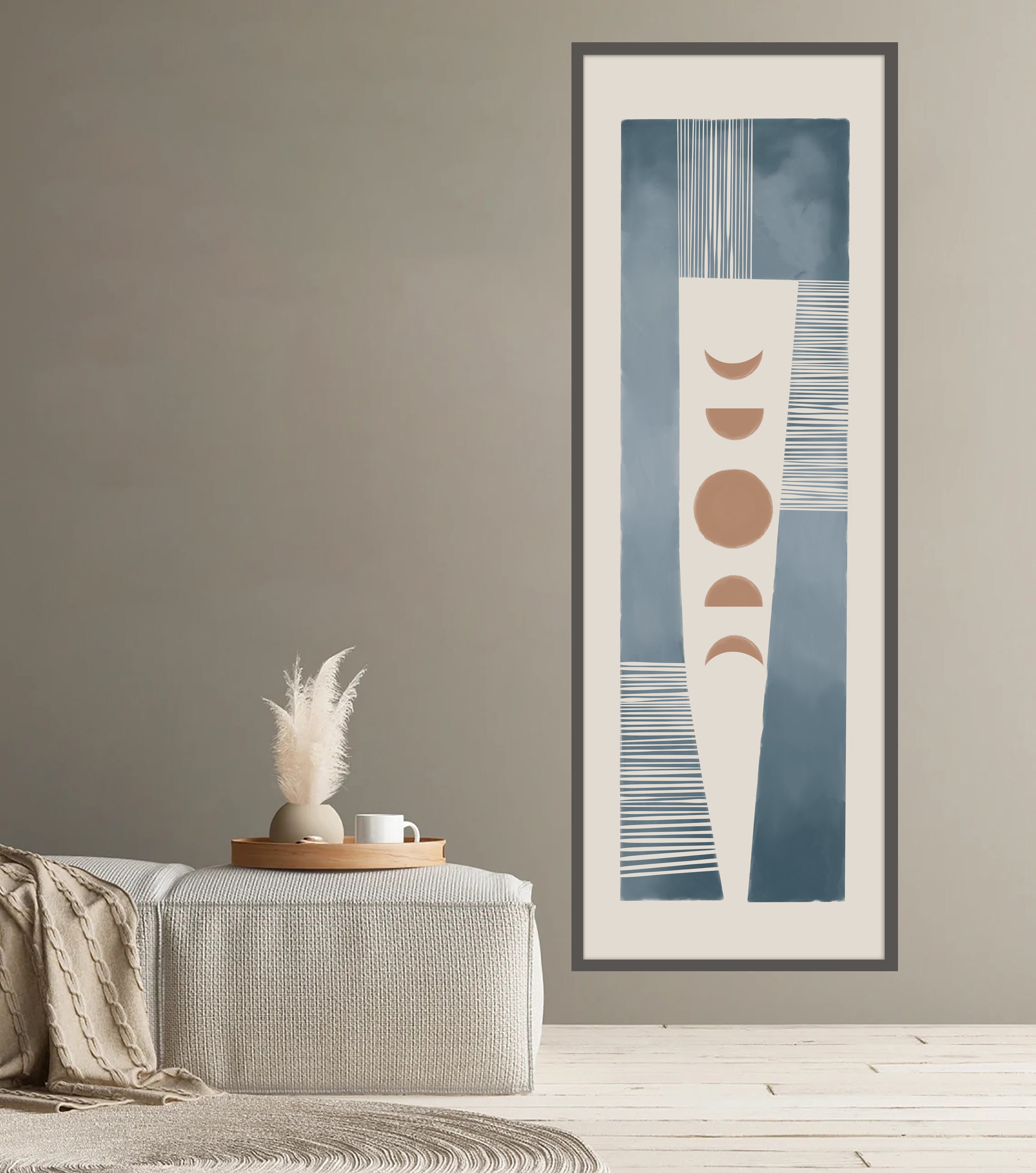 Long Horizontal Moon Phases Watercolor Moon Art Wide Art - Etsy