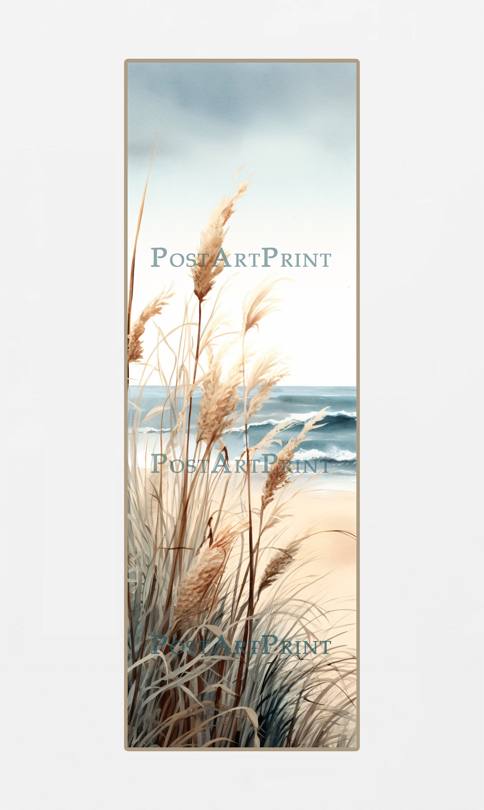 Coastal Wall Art Beach Grass Painting Long Vertical Seaside - Etsy