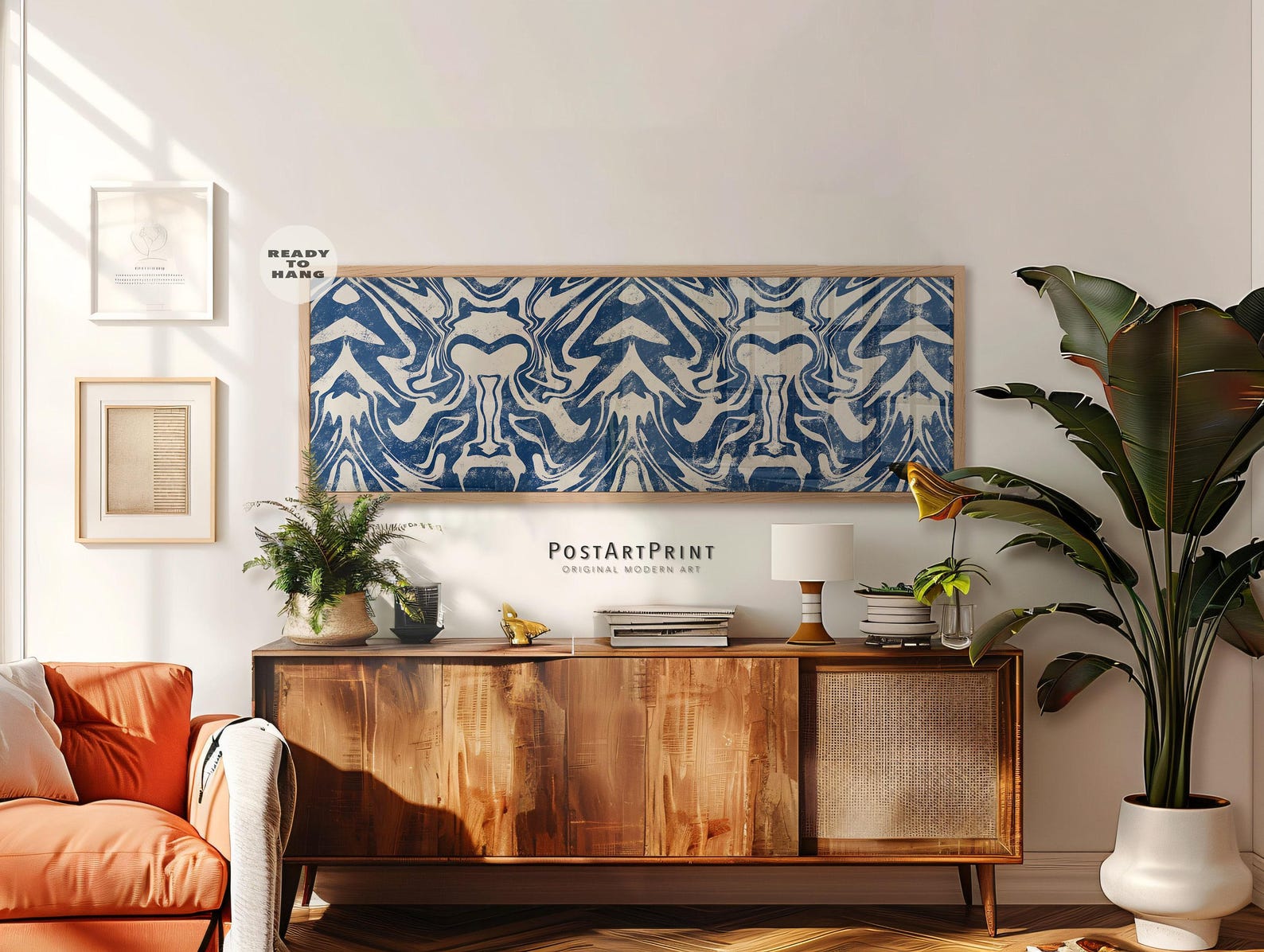 Blue Abstract Horizontal Canvas Art: Long Panoramic Print - Etsy