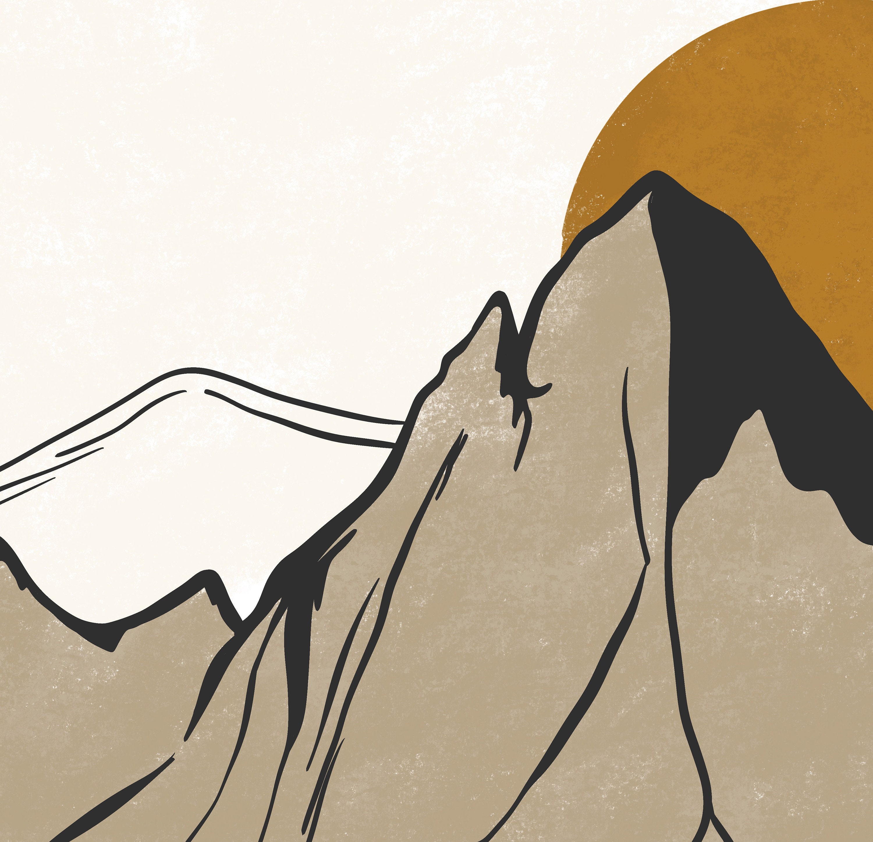 Minimalist Mountain Long Horizontal Line Mountain Art Boho - Etsy