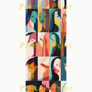 Abstract People Art, Minimalist Fashion Wall Art, Vertical Painting ...