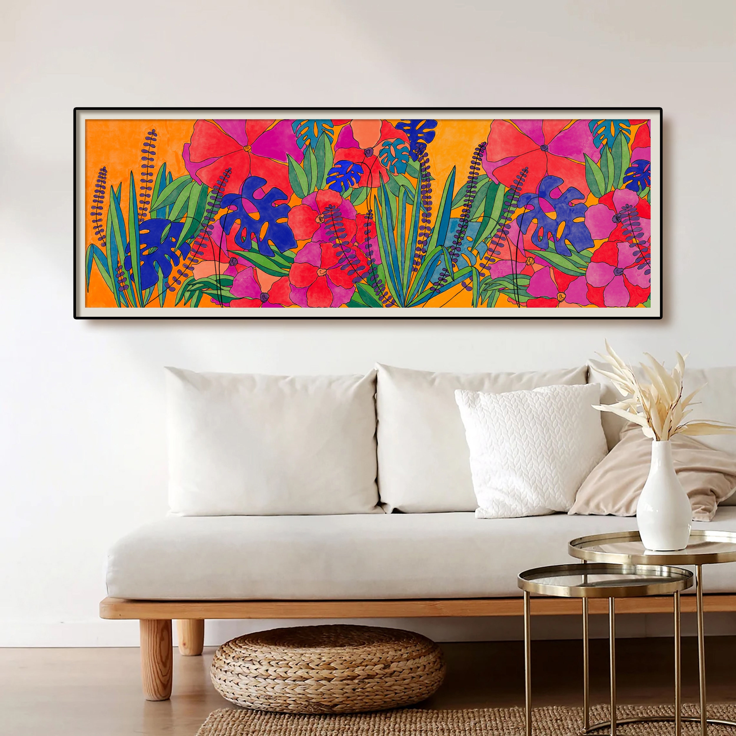 Long Horizontal Flowers Wall Art Colorful Floral Print - Etsy