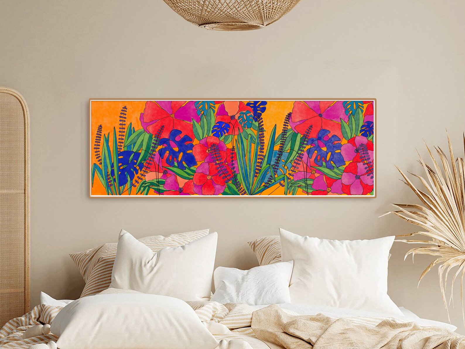 Long Horizontal Flowers Wall Art Colorful Floral Print - Etsy