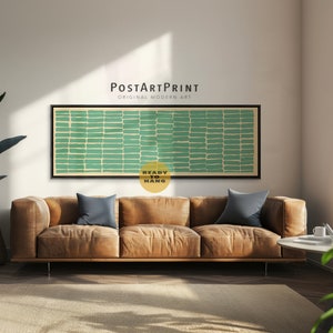 Horizontal Wall Art, Mid Century Modern Framed Poster, Retro Green Art ...