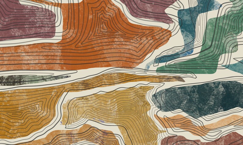 Abstract Horizontal Wall Art Panoramic Colorful Painting Long - Etsy