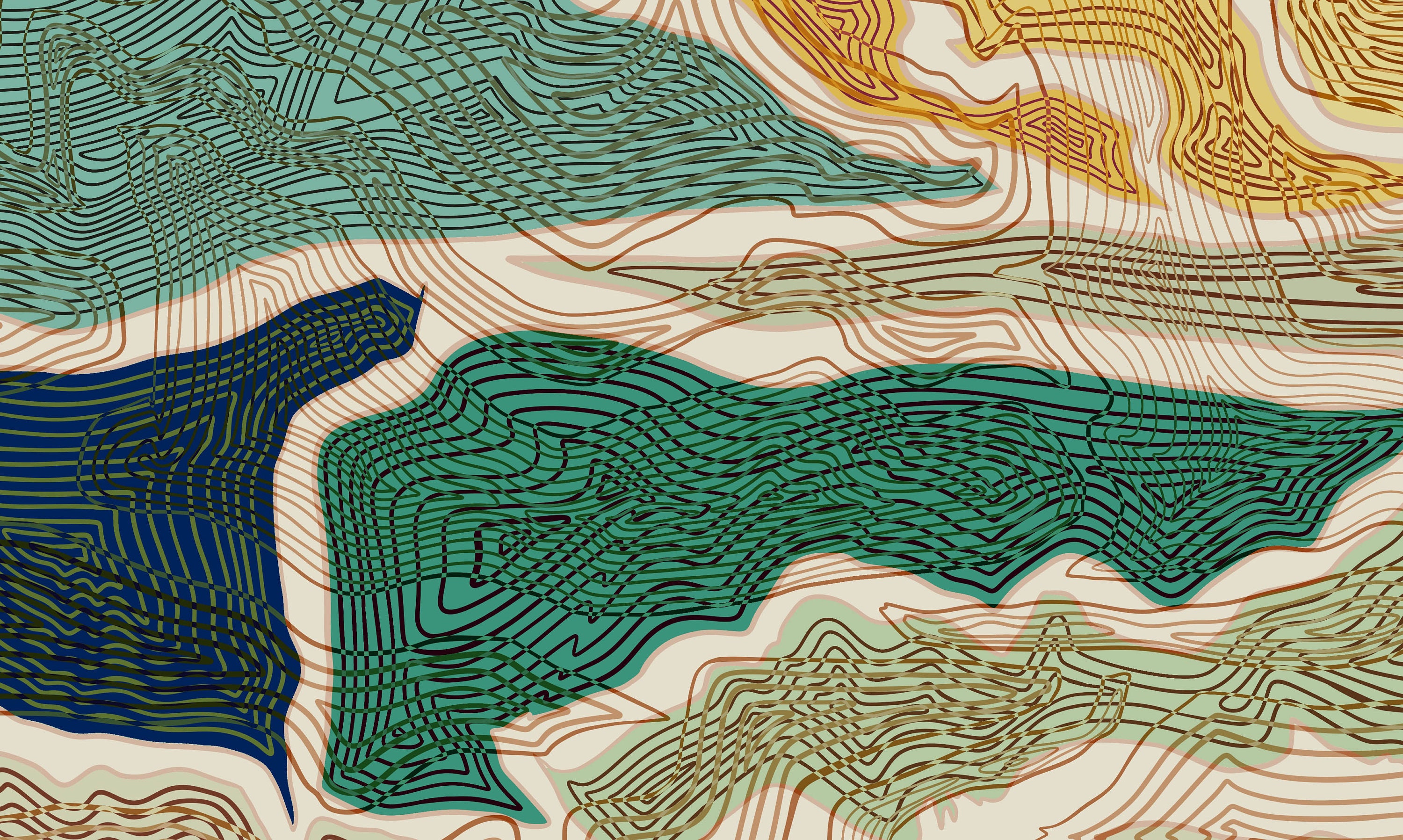 Abstract Long Horizontal Wall Art Yellow and Green Decor - Etsy