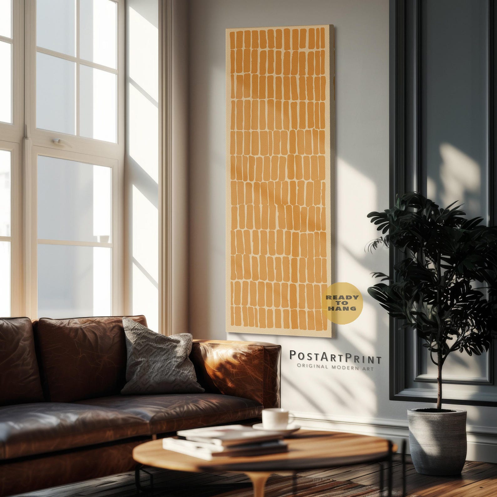 Mid Century Modern Framed Poster: Horizontal Yellow Color Blocks Retro ...