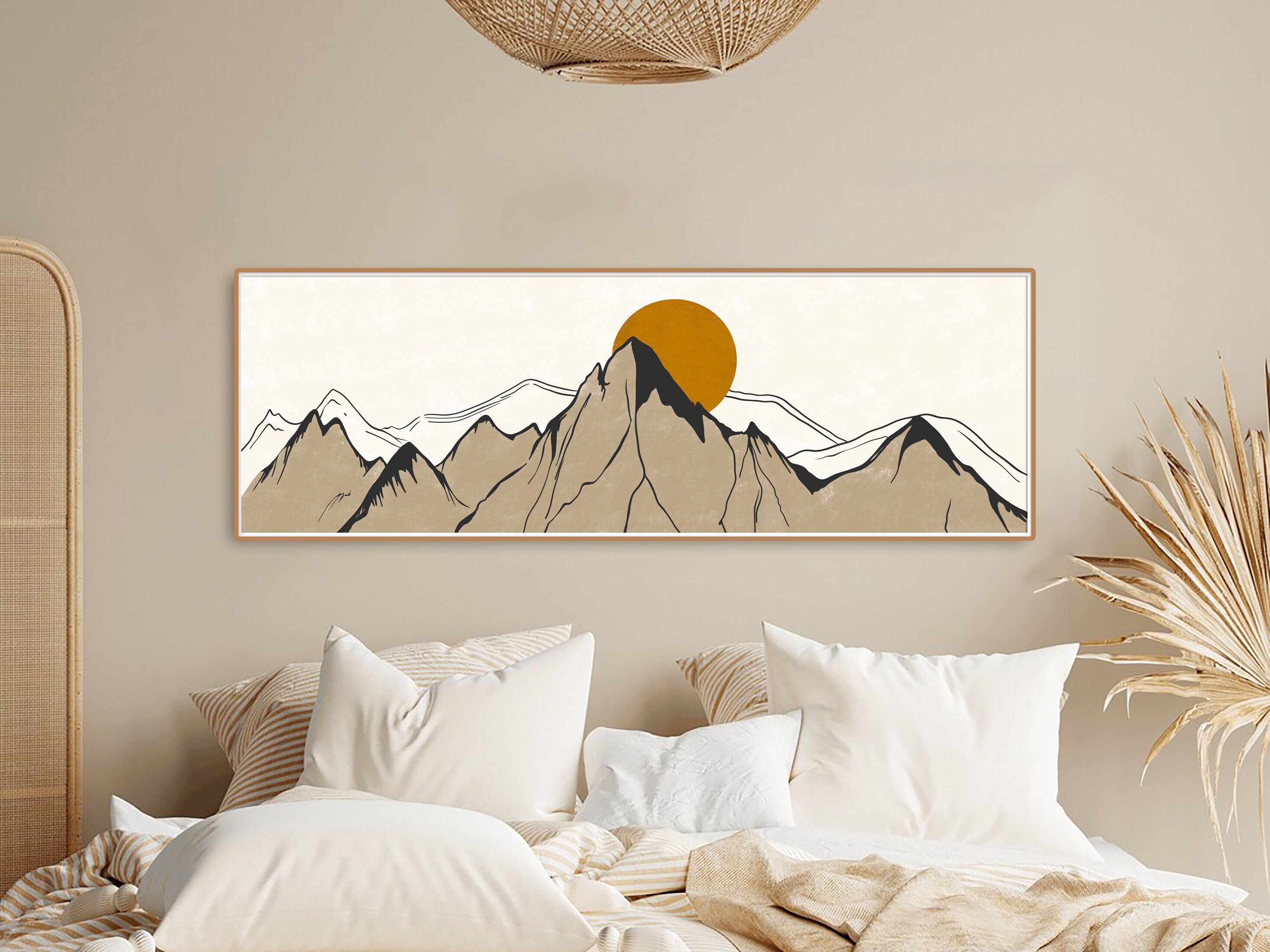 Minimalist Mountain Long Horizontal Line Mountain Art Boho - Etsy