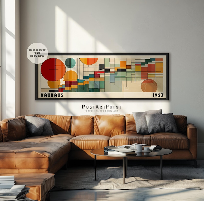 Horizontal Bauhaus Retro Wall Art: Mid Century Geometric Exhibition ...