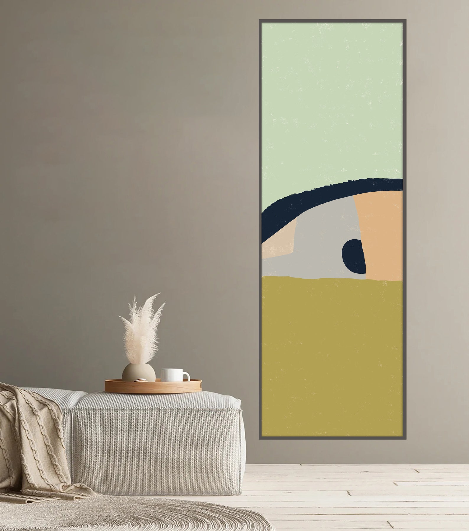 Long Narrow Poster Abstract Long Horizontal Wall Art Green - Etsy