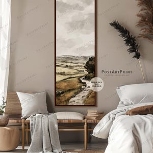 Long Narrow Landscape, Framed Countryside Wall Art, Vintage Art, Long ...
