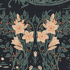 Long Vertical Wall Art, Block Print Style, Wide Art Print, Vertical ...