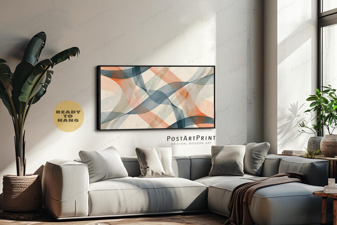 Long Horizontal Wall Art, Mid Century Modern, Panoramic Above Bed Decor ...