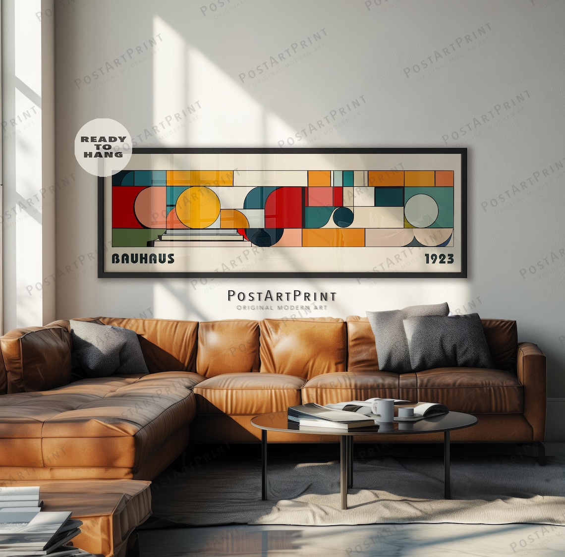 Bauhaus Wall Art: Mid Century Modern Horizontal Framed Canvas - Etsy