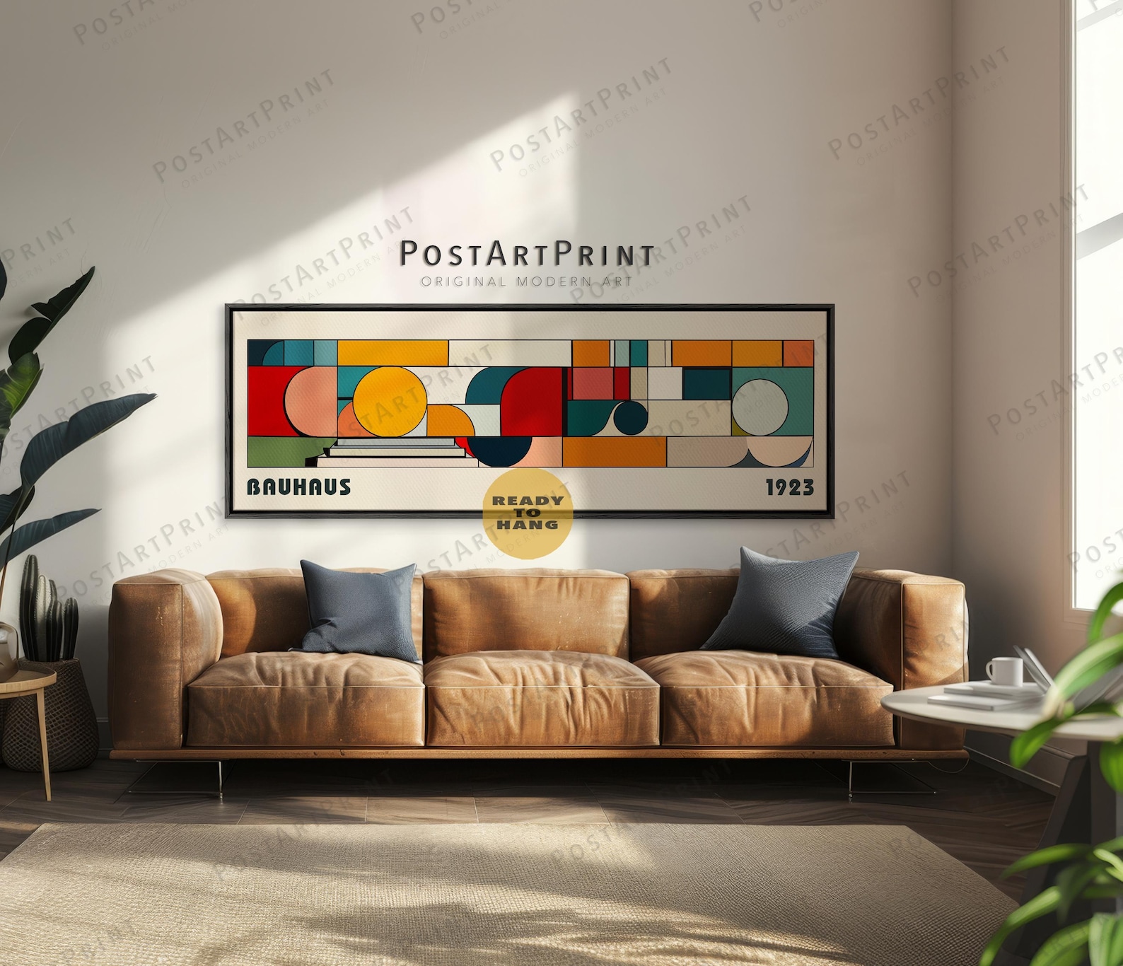 Bauhaus Wall Art: Mid Century Modern Horizontal Framed Canvas - Etsy