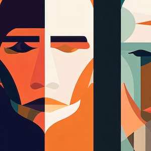 Abstract People Art, Minimalist Fashion Wall Art, Vertical Painting ...