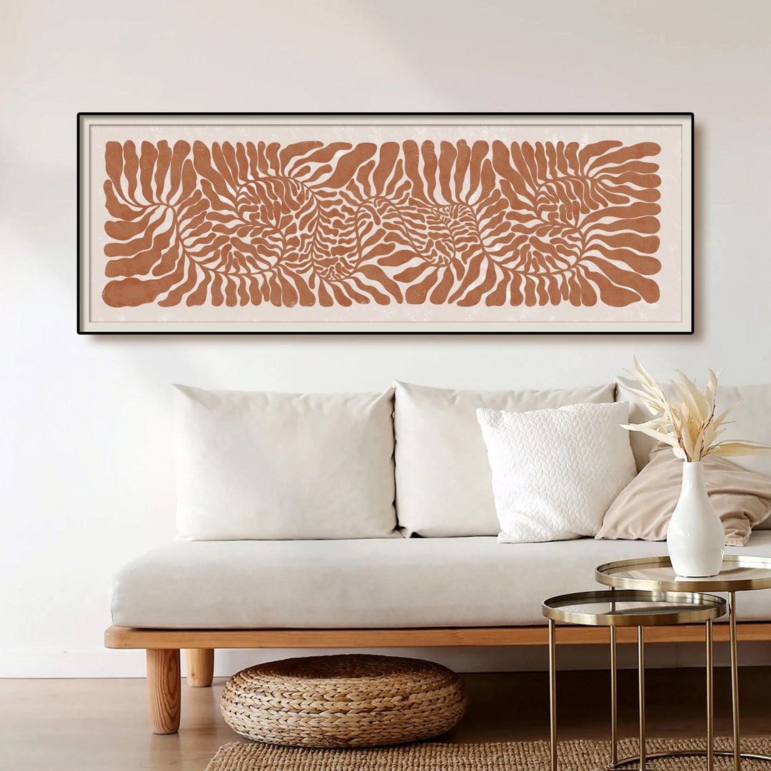 Abstract Botanical, Long Horizontal Art, Terracotta Wall Art, Wide Art Print, Long Narrow Art ...