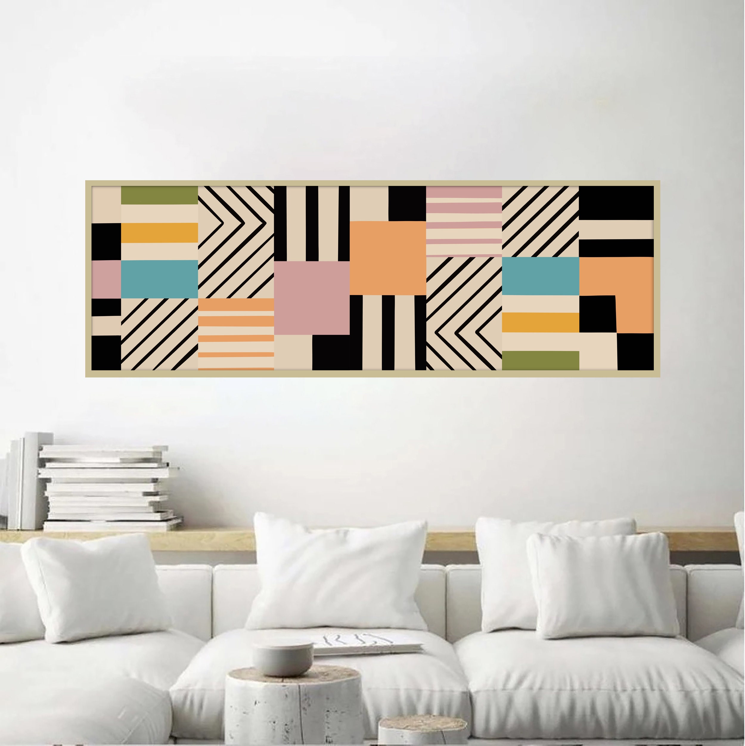 Geometric Long Horizontal Wall Art Long Narrow Poster Wide - Etsy