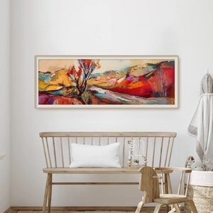 Abstract Long Horizontal Landscape, Expressionist Colorful Wall Art ...