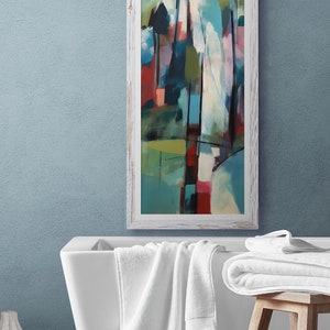 Panoramic Horizontal Wall Art, Abstract Colorful Oil Painting, Long ...