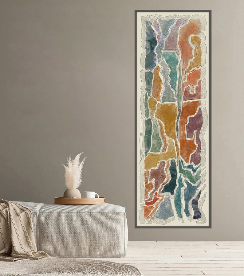 Abstract Horizontal Wall Art Panoramic Colorful Painting Long - Etsy