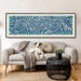 Abstract Botanical, Long Horizontal Art, Blue and Beige Wall Art, Navy ...