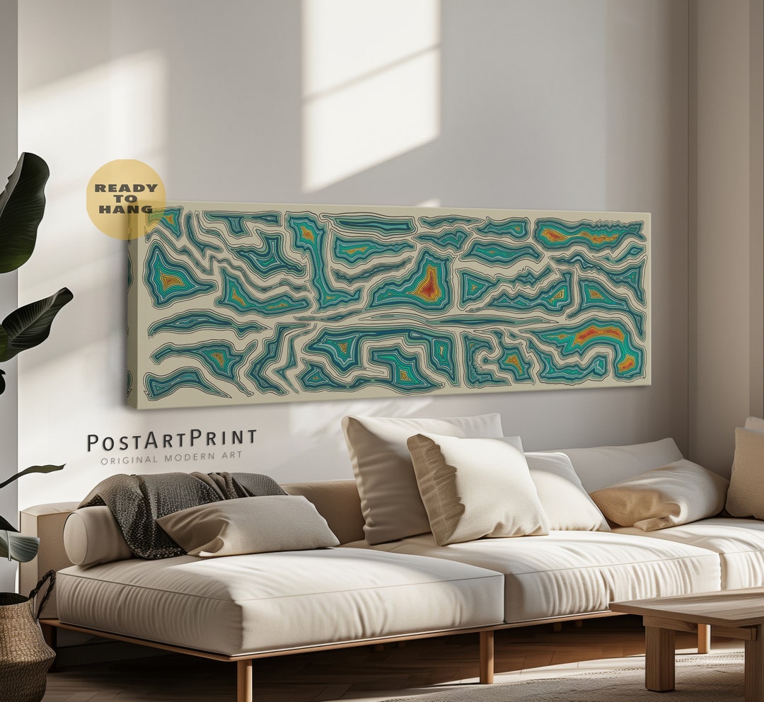 Large Horizontal Wall Art, Long Narrow Art, Panoramic Above Bed Decor ...