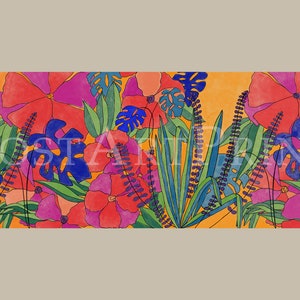 Long Horizontal Flowers Wall Art Colorful Floral Print - Etsy